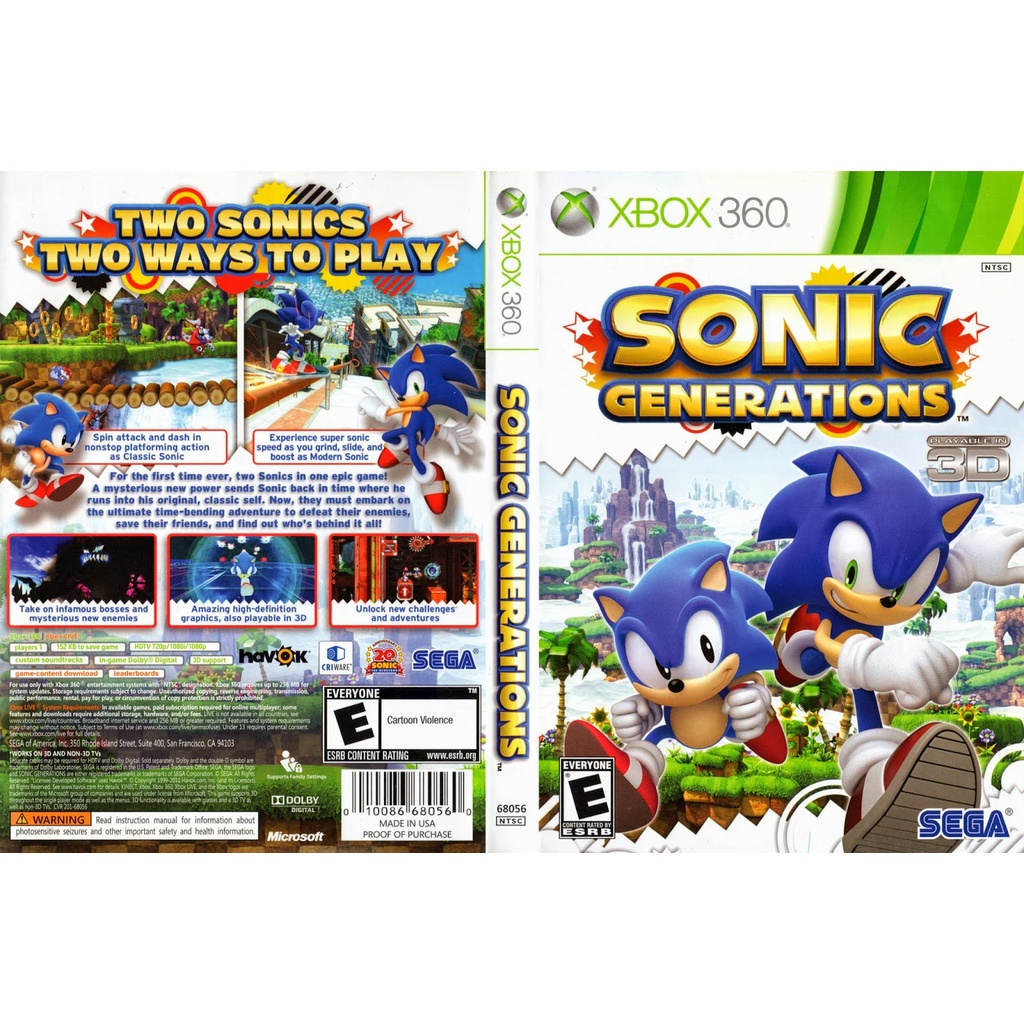 Sonic generations P/ XBOX360 (LTU/LT/JTAG/RGH) | Shopee Brasil