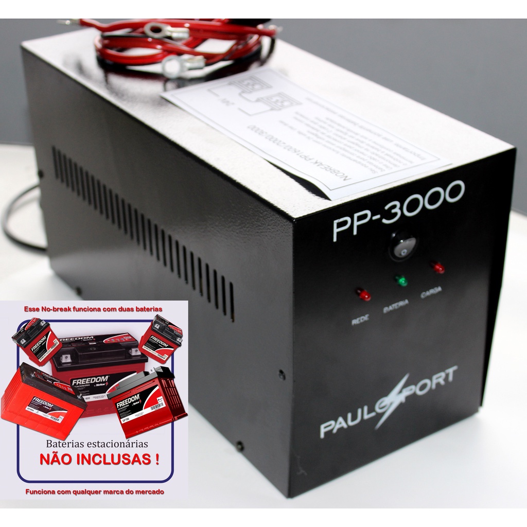 Nobreak modelo PP 3000 BE Senoidal Onda Pura 3000VA marca Paulo Port | Shopee Brasil