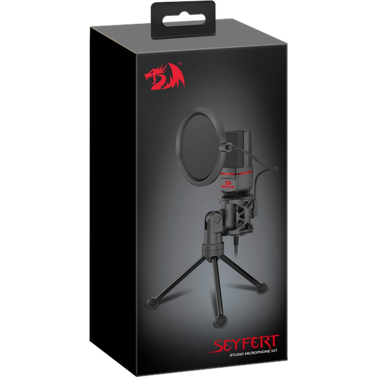 Microfone Gamer Redragon Seyfert GM100 omnidirecional preto - Escorrega ...