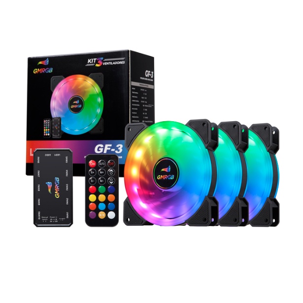 Kit 3 Fans RGB 120MM com Controladora | Shopee Brasil