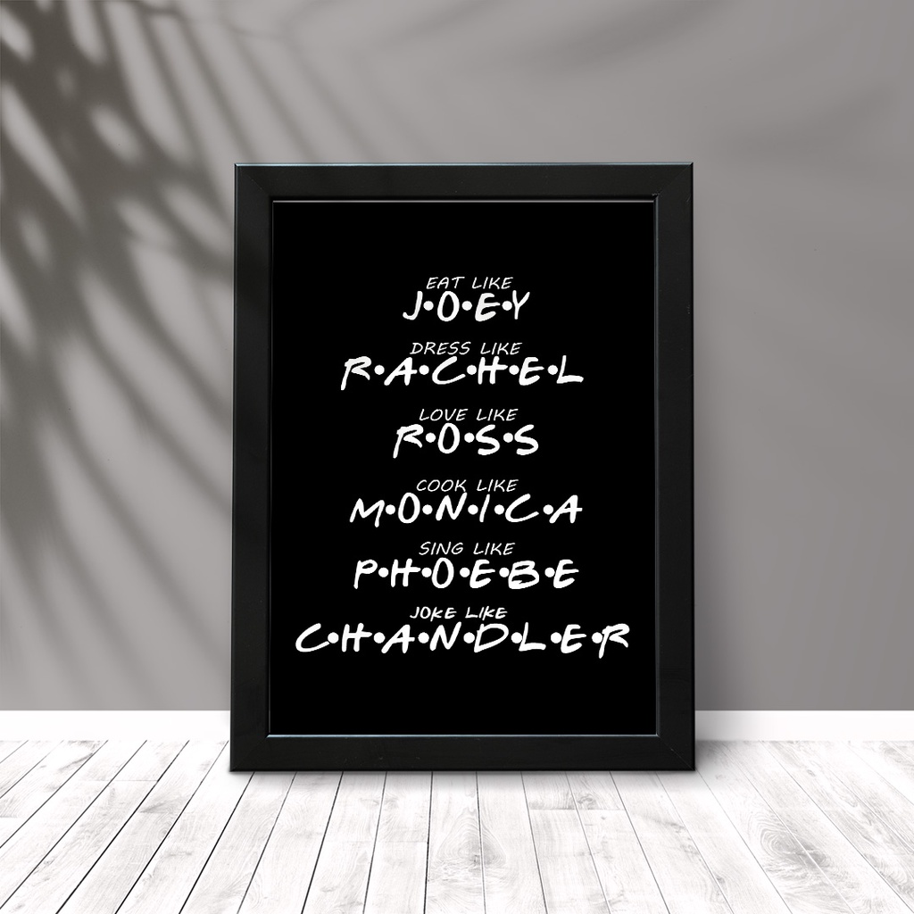 Quadro Friends - moldura preta com vidro - A5 - Séries TV, Decoração ...