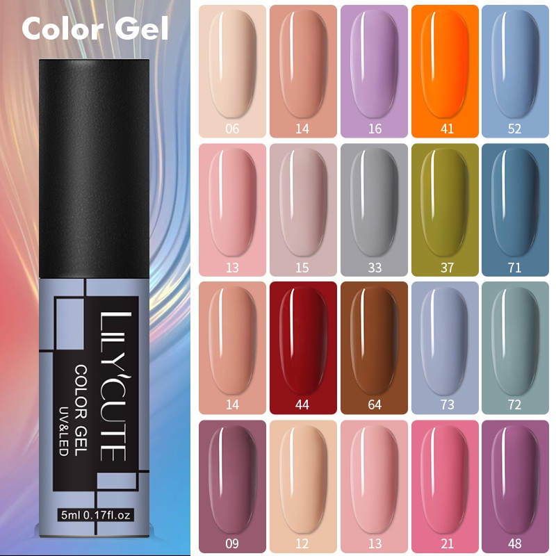 LILYCUTE 5ML Gel Colorido Esmalte De Unhas Azul Rosa De Molho De Polimento UV LED Arte De Unha ...