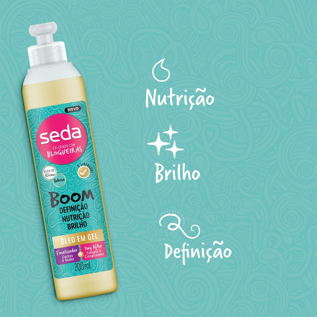 Óleo em Gel Seda Boom - óleo de ricino e babosa - Para cabelos = 200g ...