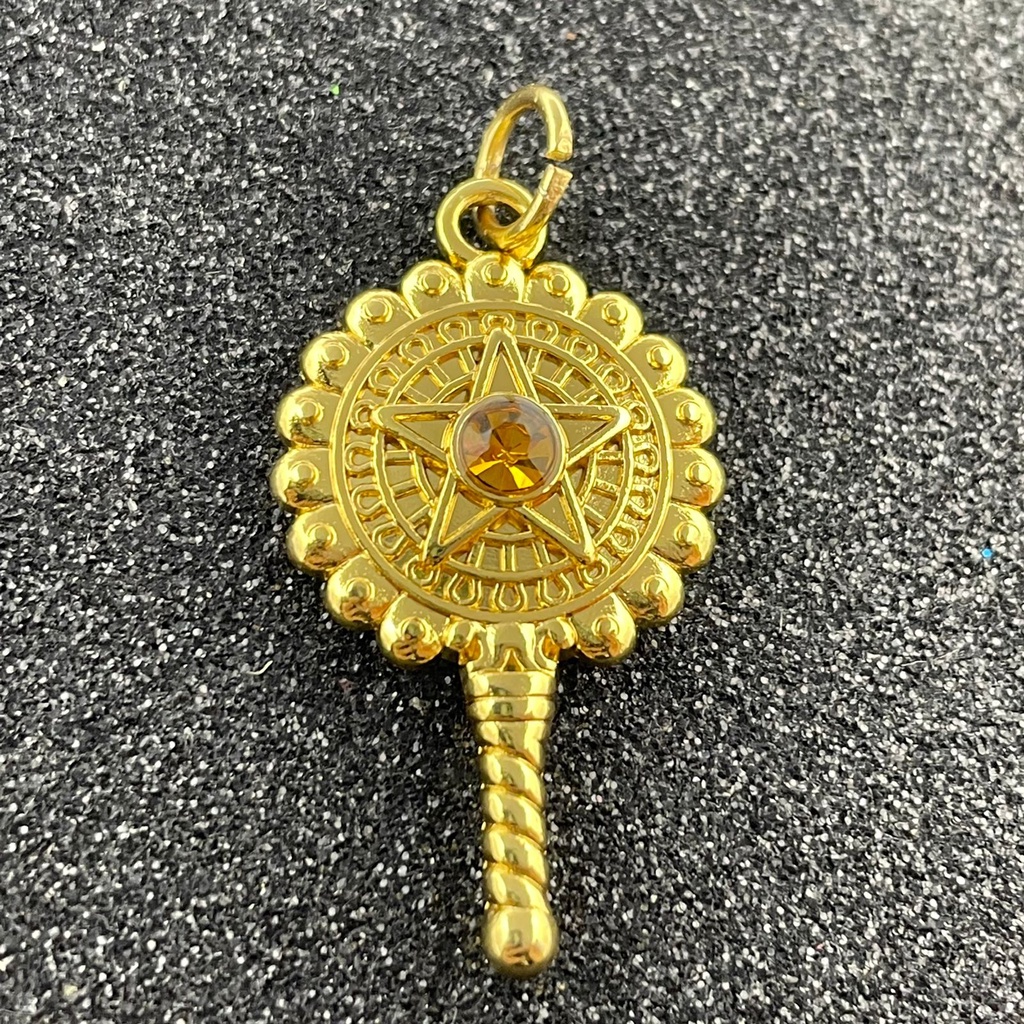 Colar Pingente Espelho Dourado Candomblé Pentagrama Macumba | Shopee Brasil