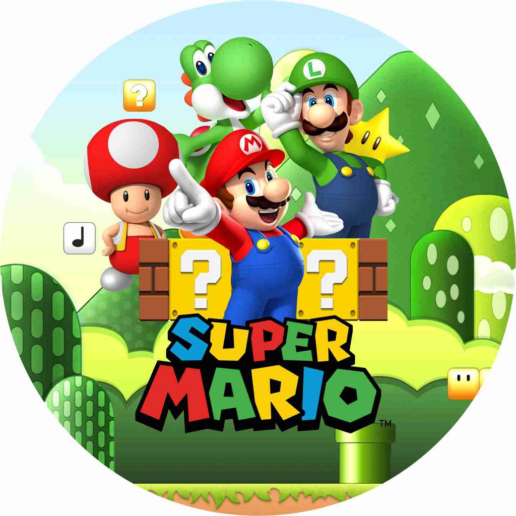 Painel redondo sublimado em tecido Super Mario 1,50m x 1,50m com ...