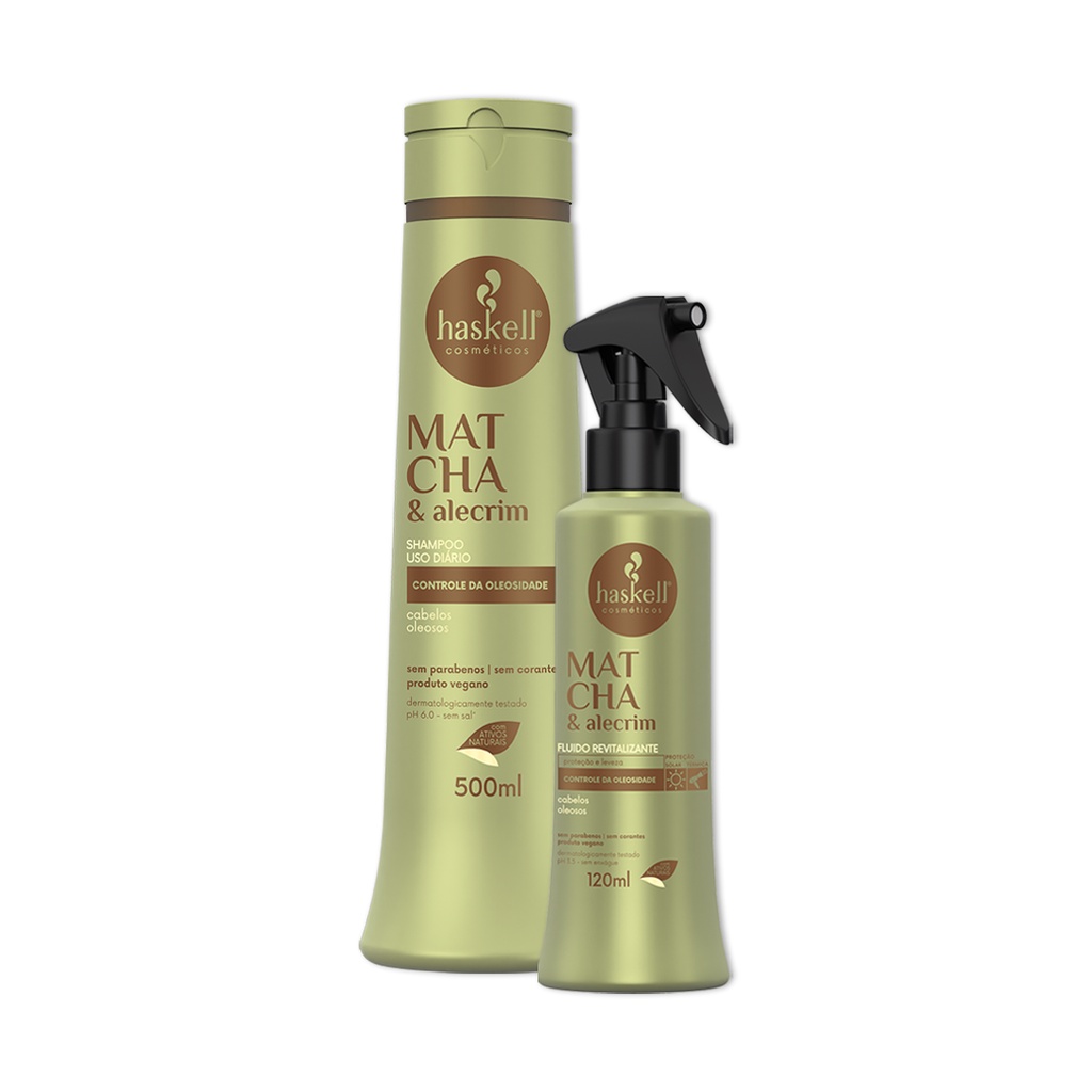 Kit Haskell Matcha Shampoo Alecrim e Fluido 500ml | Shopee Brasil