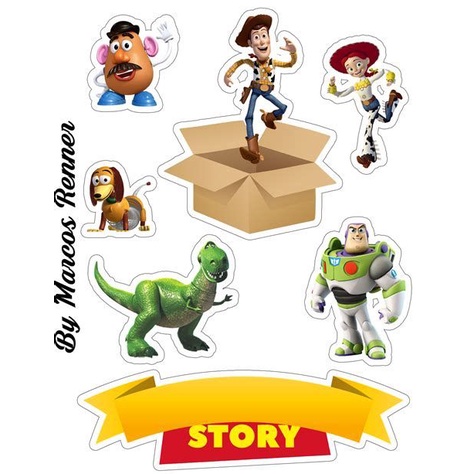 Topo Topper Bolo TOY STORY Cortado Colado ENVIO IMEDIATO Personalizado ...