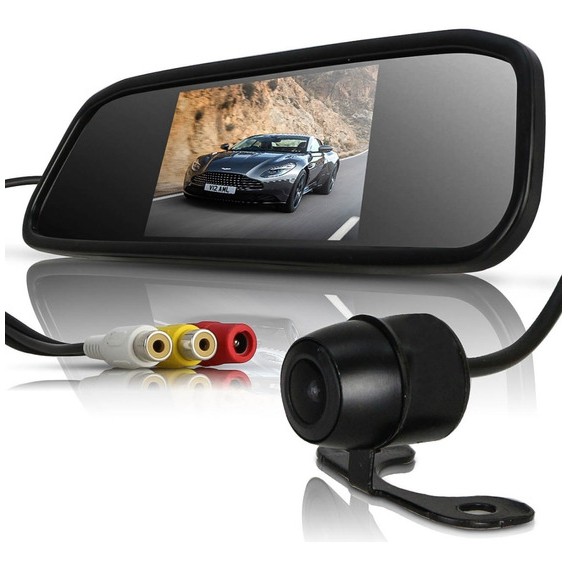 Espelho Retrovisor Tela Lcd 4,3 Com Camera De Ré Completo | Shopee Brasil