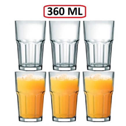 Jogo 6 COPOS VIDRO GROSSO 360ml Suco Agua Refrigerante Super resistente Vidro grosso | Shopee Brasil