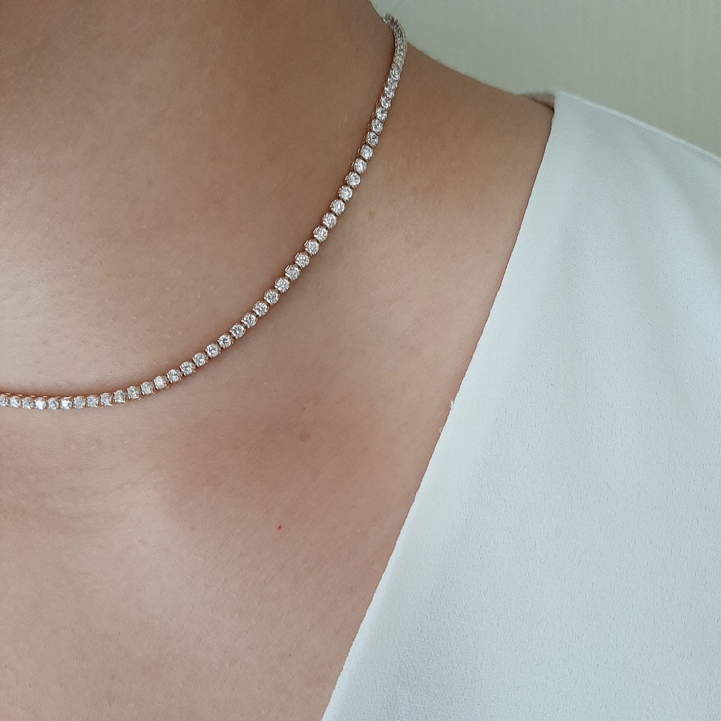 Colar riviera dourado simples de brilhante. | Shopee Brasil