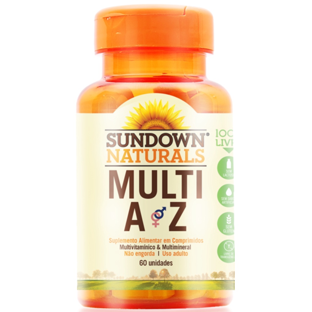 MULTIVITAMÍNICO MULTI AZ 60 COMPRIMIDOS - SUNDOWN NATURALS | Shopee Brasil