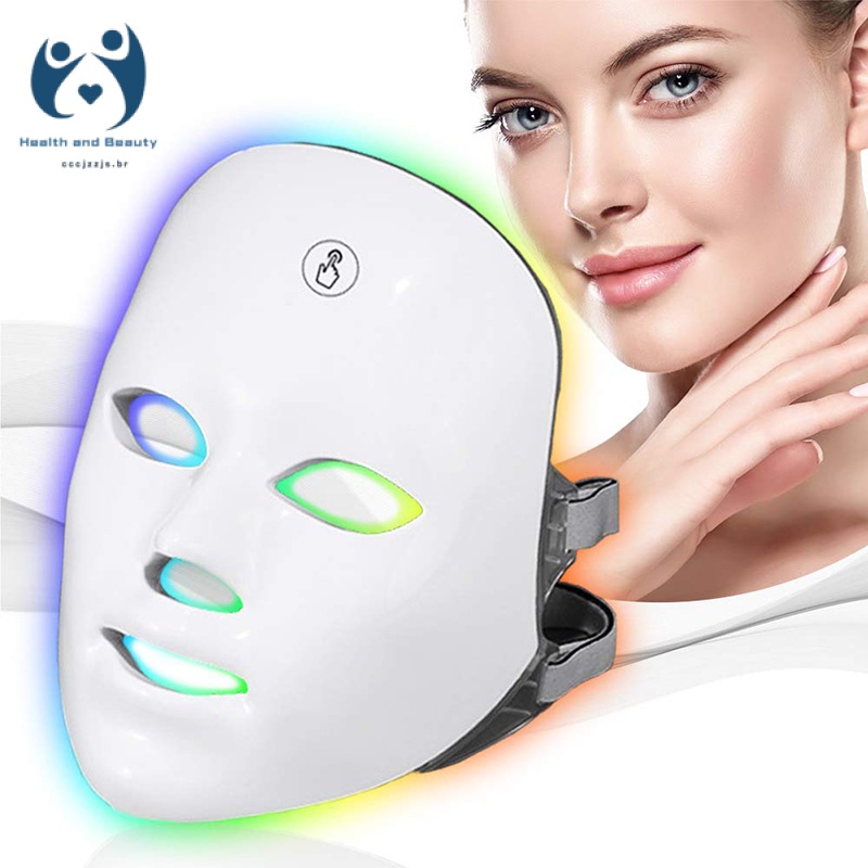 Máscara De Pescoço Para Rosto LED 7 Cores Rejuvenescimento Da Pele ...
