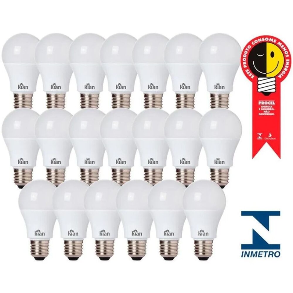 Kit 20 Lâmpada Bulbo Led 9w Branco Frio 6500k Bivolt E27 Kian Classic | Shopee Brasil