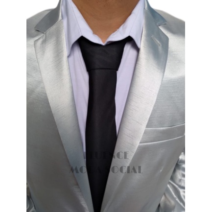 Terno social Masculino Slim semi brilhoso ACETINADO - Prata | Shopee Brasil