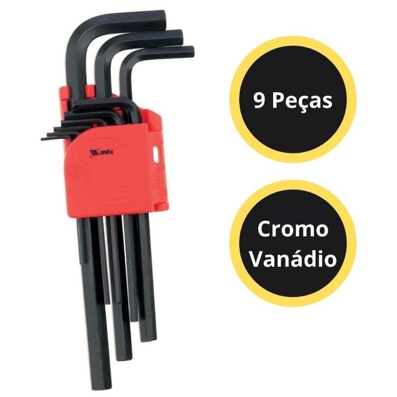 Jogo Chave Allen Ali Hexagonal Bola L Longa 9 Peças - Fertak Tools ...