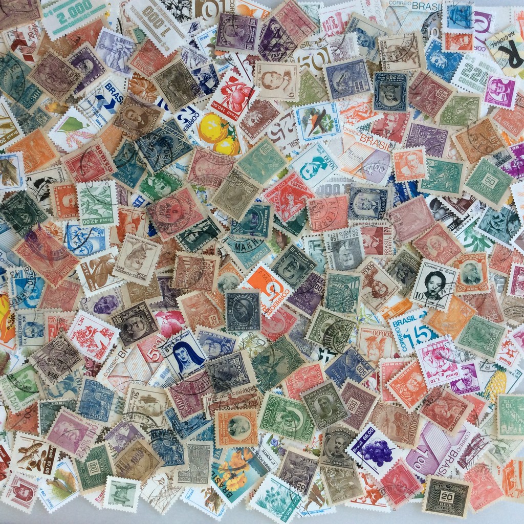Filatelia - 300 Selos Postais do Brasil Diferentes de antigos aos ...