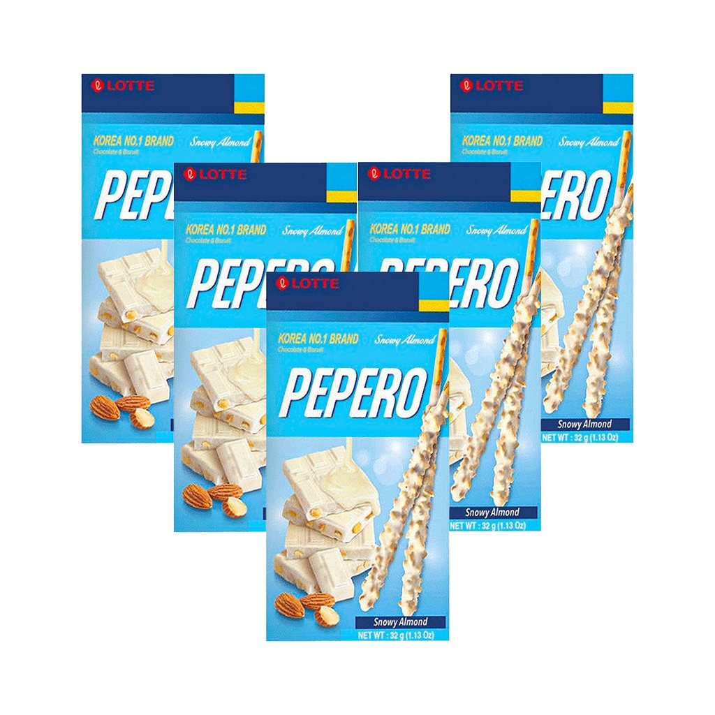 Kit Pepero Chocolate Branco & Amêndoa Snowy Almond - 5 Unidades ...