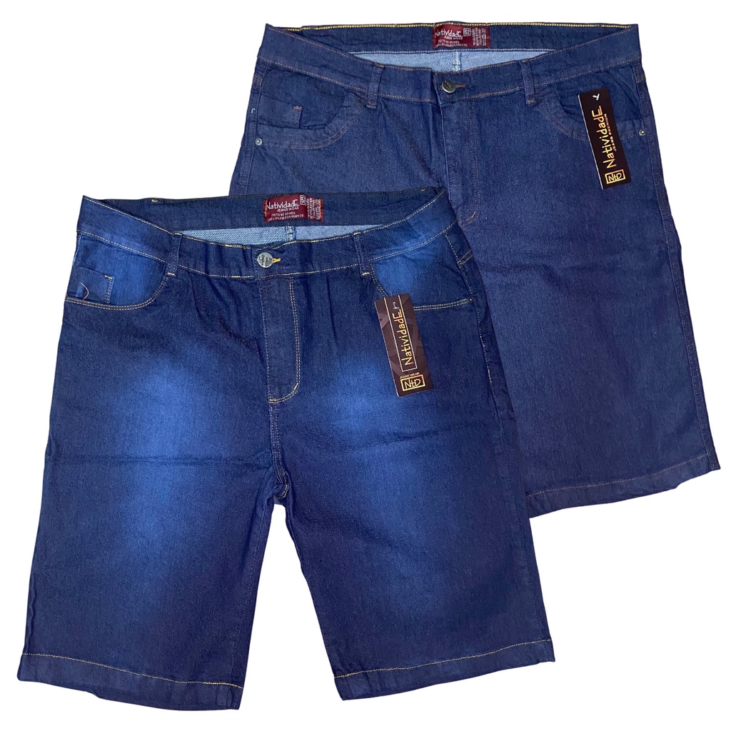 Kit 2 Bermuda Jeans Plus Size Masculina Com Lycra Elastano | Shopee Brasil