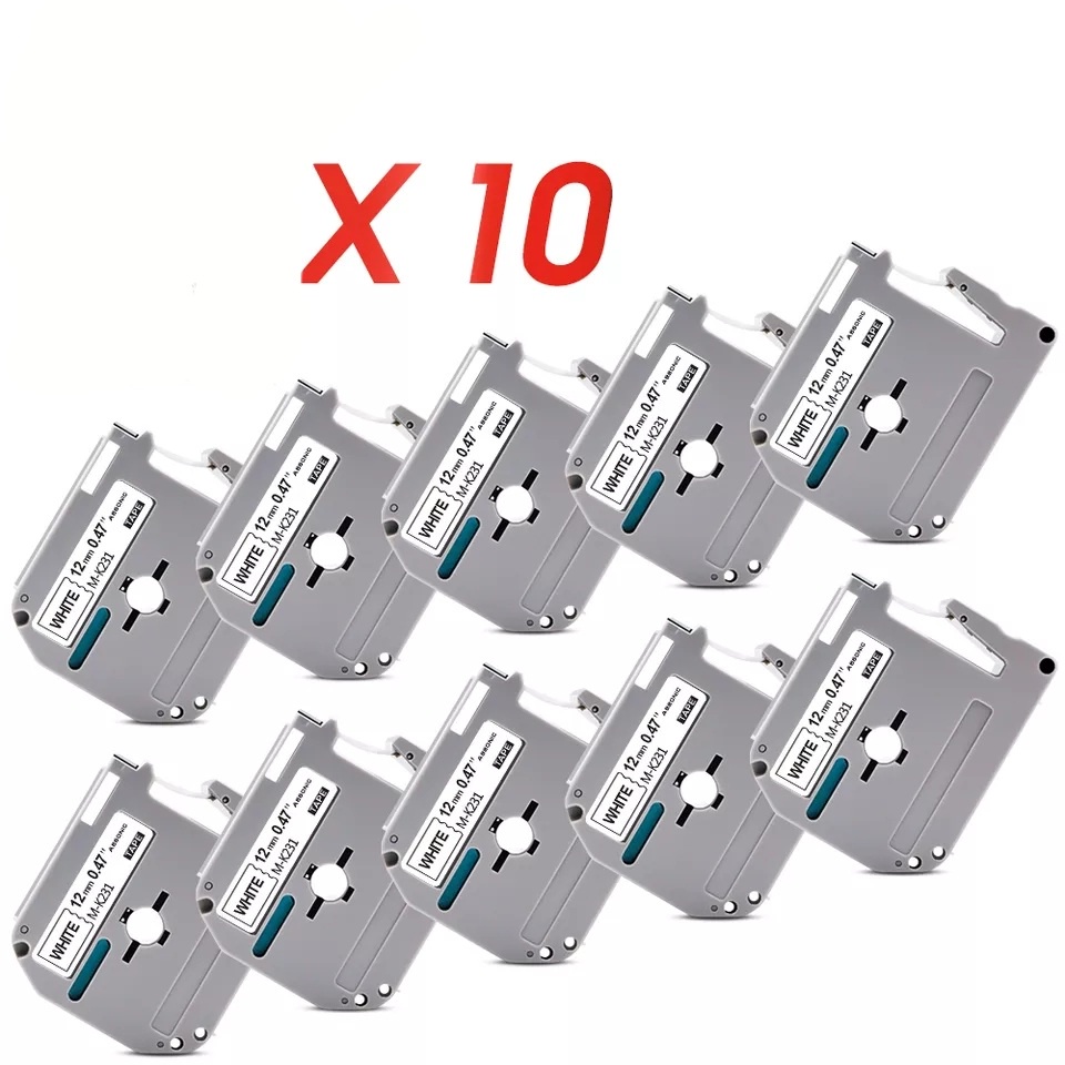 Kit 10 Fitas Compatível Rotulador Brother PT70 PT80 PT90 MK231 Branca ...