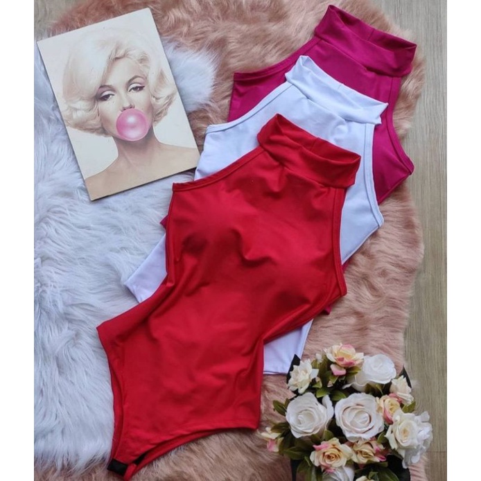 Body cavado gola alta com bojo feminino tendência | Shopee Brasil