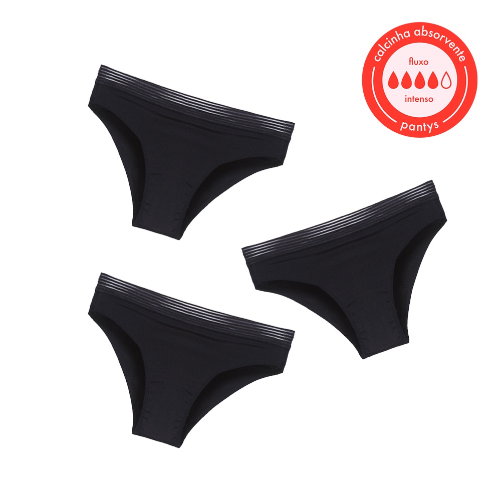 Kit Calcinha Absorvente Menstrual Pantys Slim (3 unidades) - Fluxo ...
