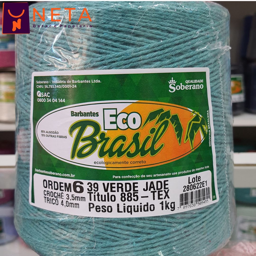 Barbante crochê 6 Fios - Cor 39 verde jade | Shopee Brasil