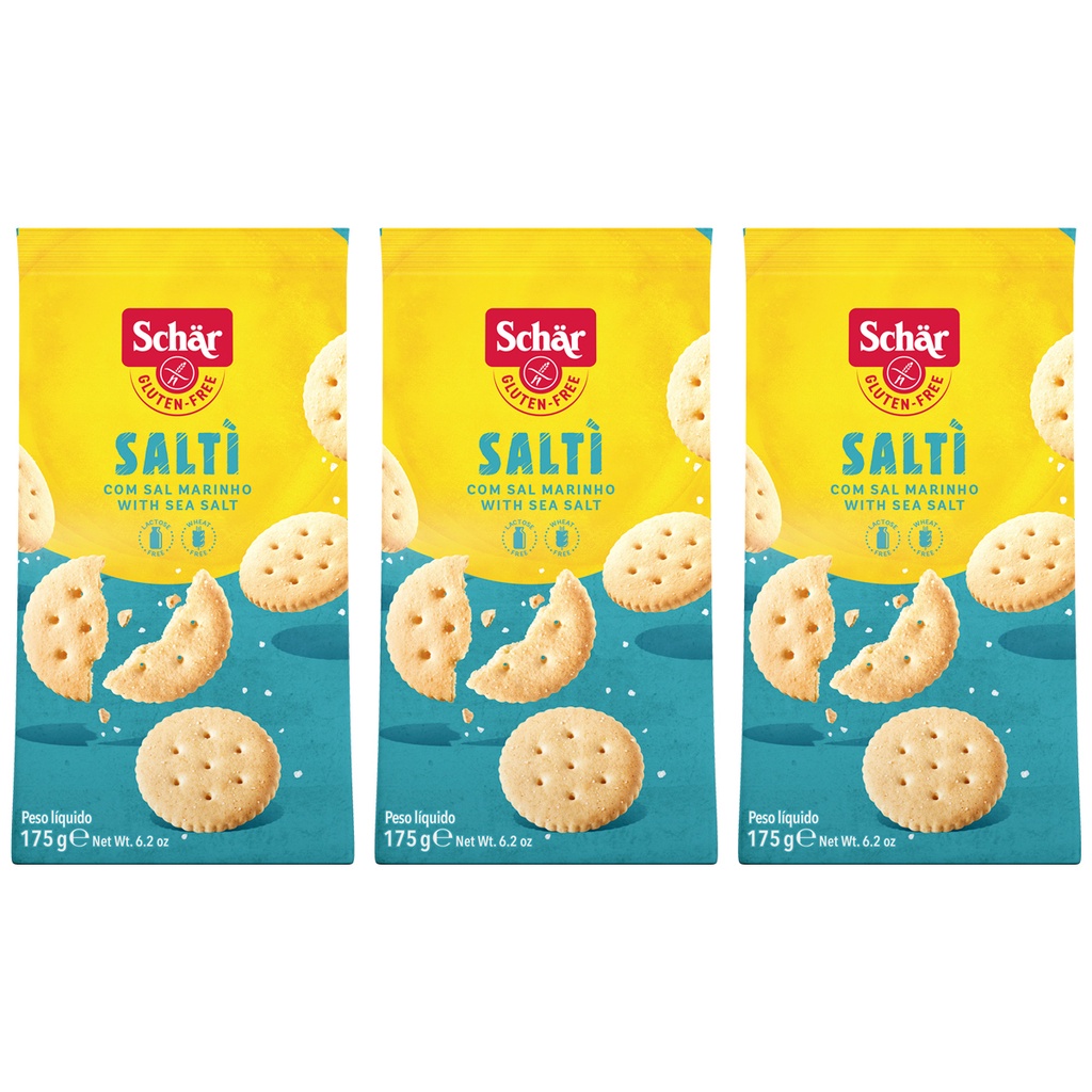 Kit 3 Biscoito Salgado Saltí Sem Glúten 175g Schar | Shopee Brasil