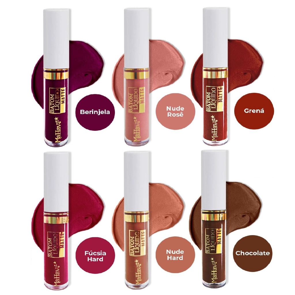 Batom Líquido Matte Mahav Toque Aveludado | Shopee Brasil