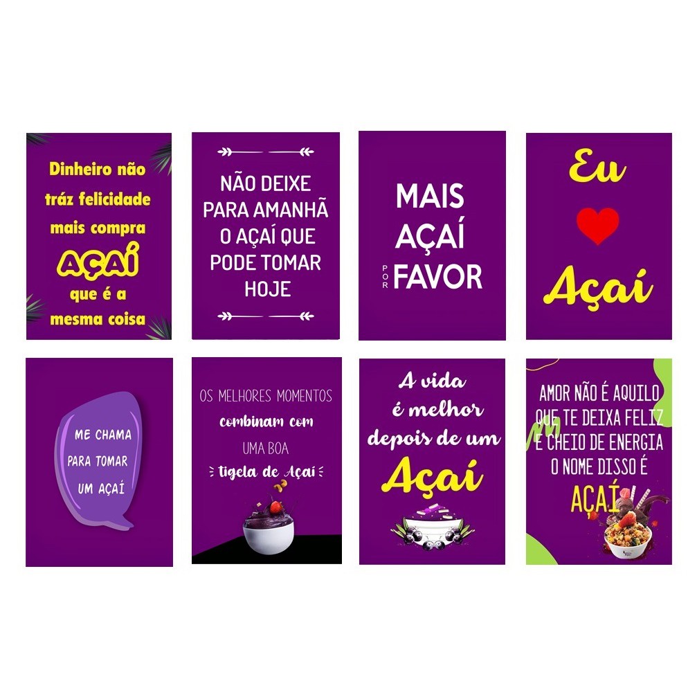 Quadros Açaí Frases Açaíteria Decorativos Kit 8 Peças | Shopee Brasil