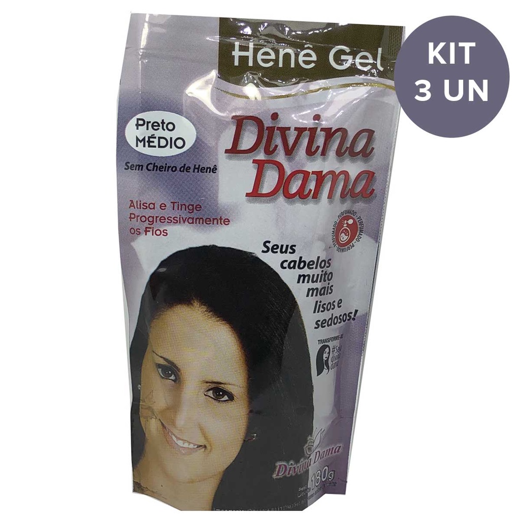 Kit C/ 3un Hene Em Gel Divina Dama 180g Médio | Shopee Brasil