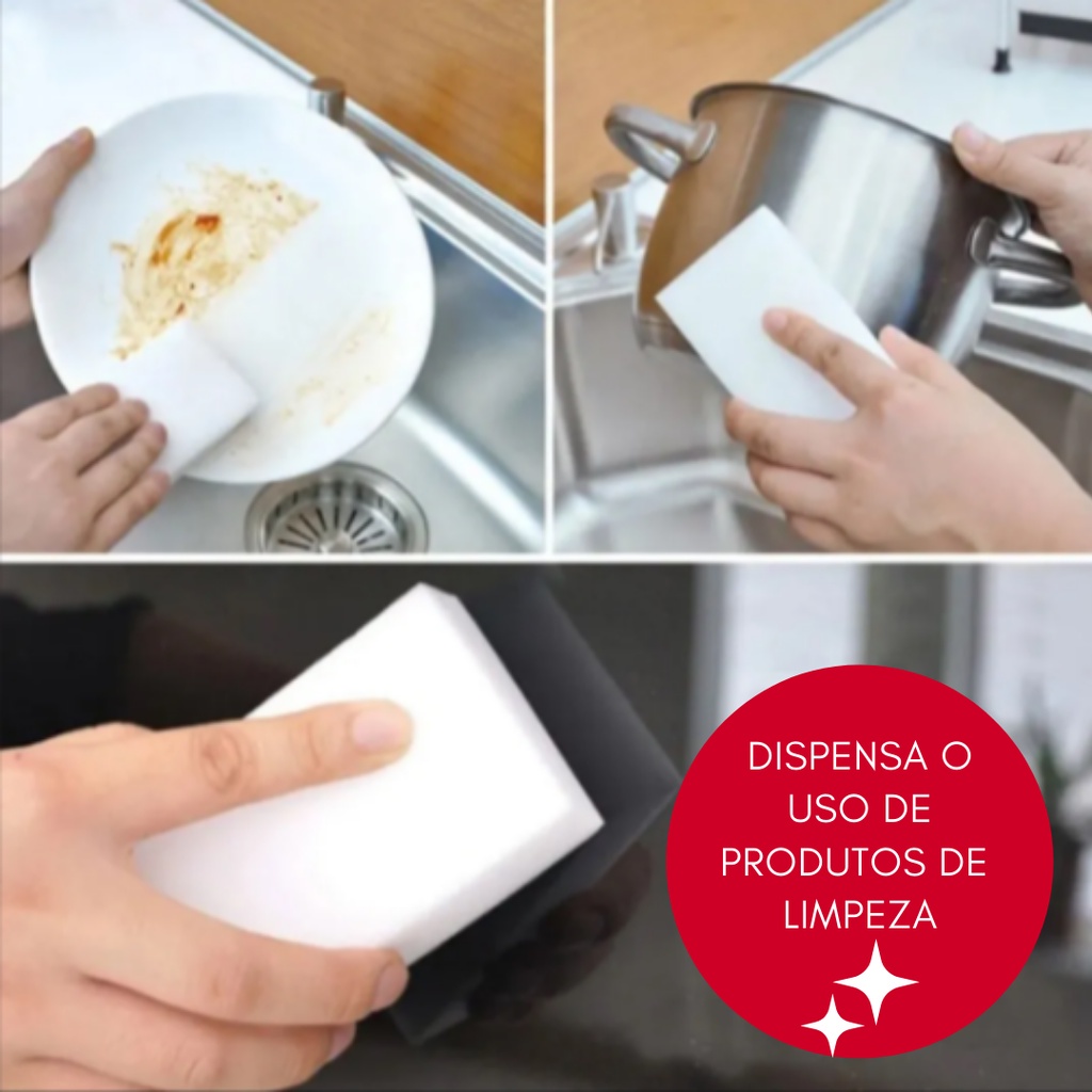 Kit Esponja Bucha Mágica Branca Grande Tira Manchas Max Clean Clink ...