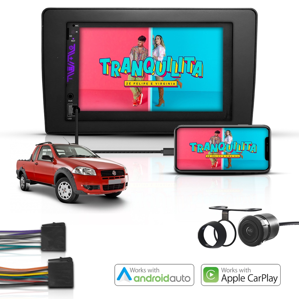 Kit Central Multimidia Universal 2 Din Mp5 Android e Carplay Strada | Shopee Brasil
