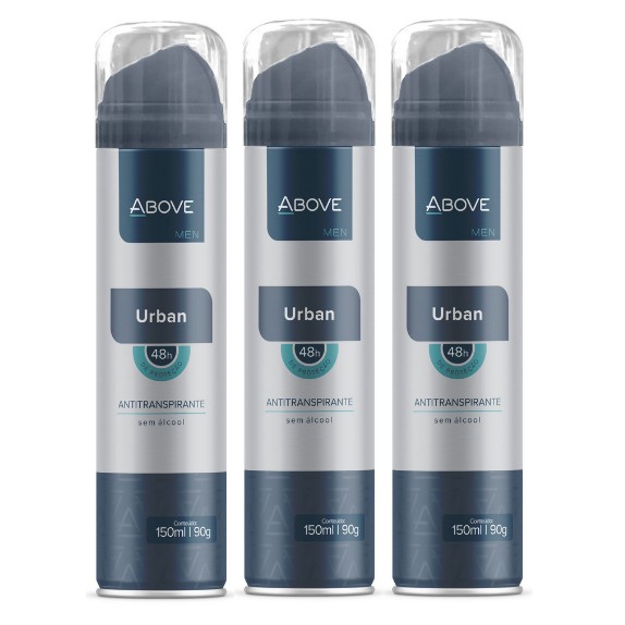 Kit com 3 Desodorantes Above Men Urban 150ml @ @ | Shopee Brasil