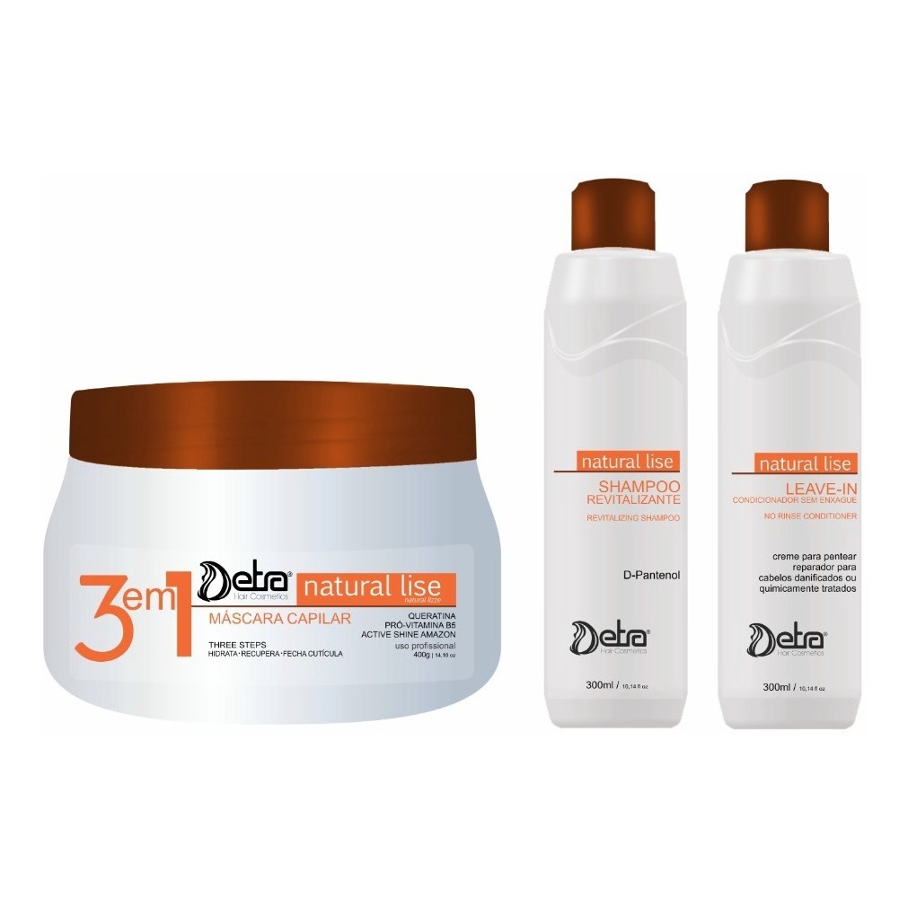 Kit Home Care Natural Lise Shampoo Condicionador e Mascara Detra Hair ...