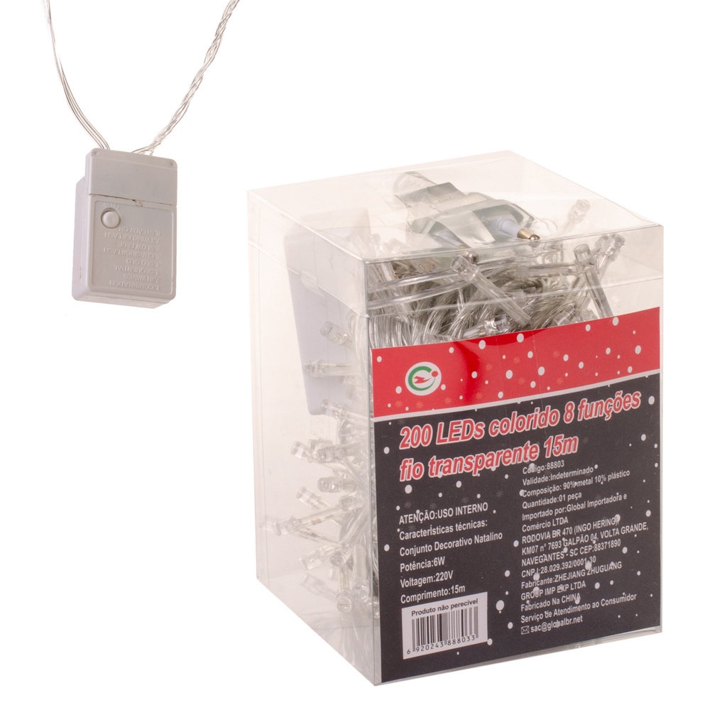 Pisca Pisca 200 LEDS 8 Fio Transparente 15M | Shopee Brasil