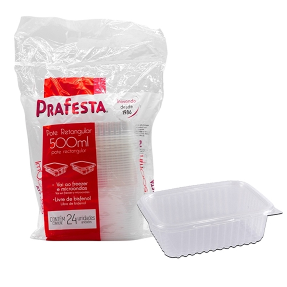 24un Pote Retangular Marmita Descartável 250 / 350 / 500 / 750 / 1000ml Fitness Fit Freezer ...