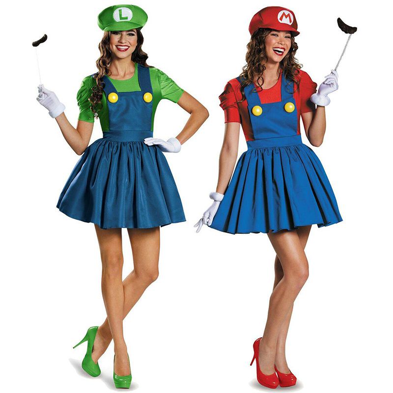 Fantasia De Saia Feminina Super Charmosa Mario Bros Luigi Workmen Para ...