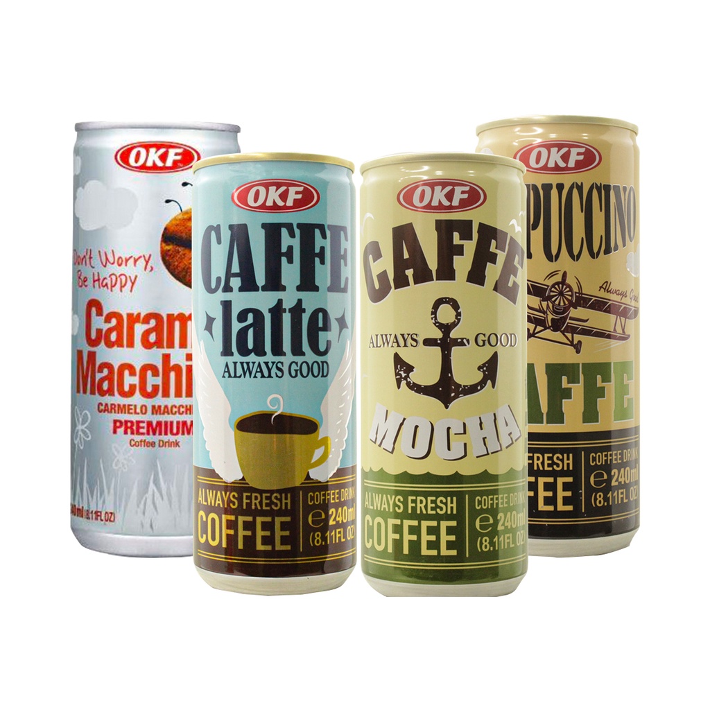 KIT CAFÉ COREANO AO LEITE LATA OKF COREANO GELADO QUENTE - 4 SABORES ...