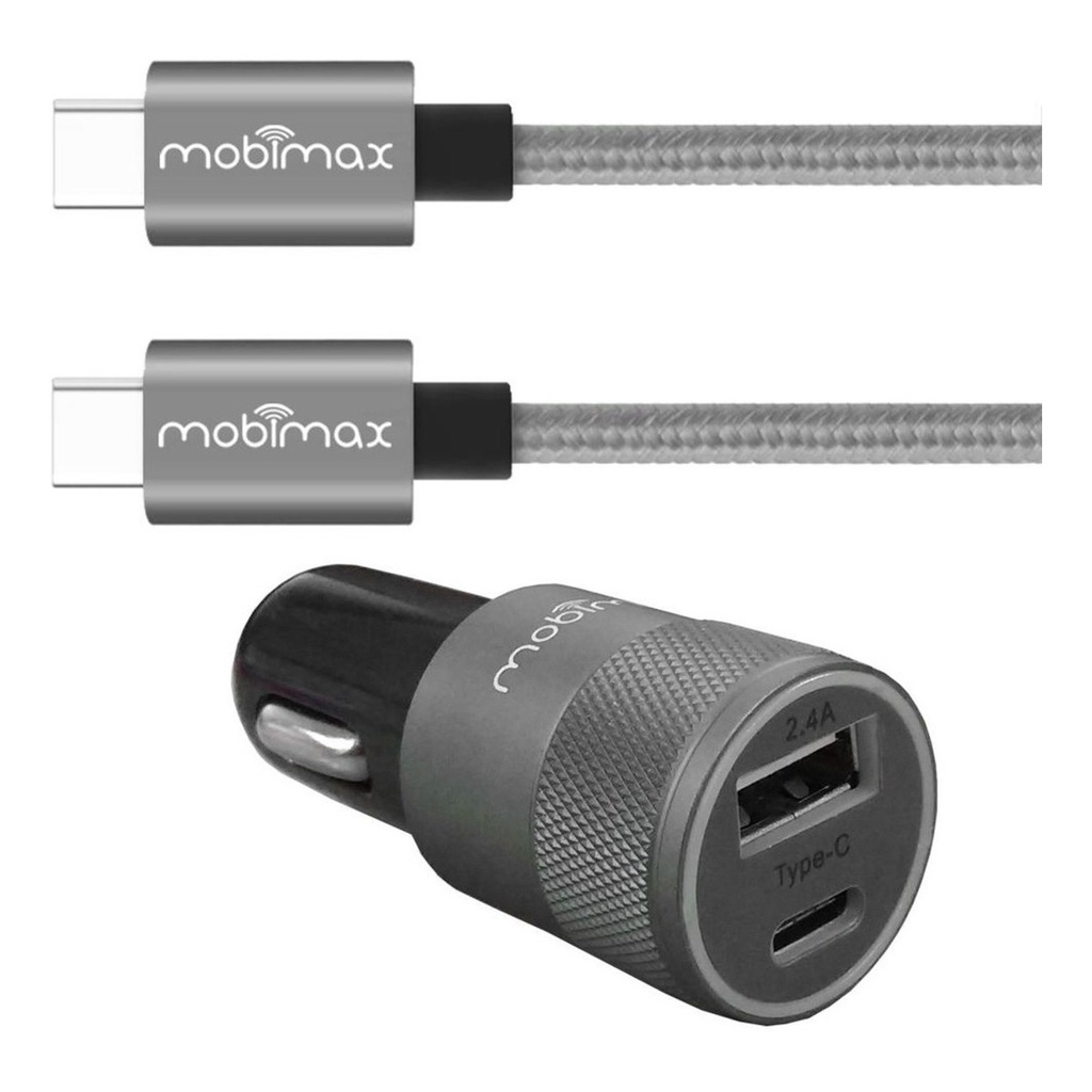 Carregador Veicular Mobimax Porta Tipo C + Porta Tipo A com cabo USB Tipo C para Tipo C | Shopee ...