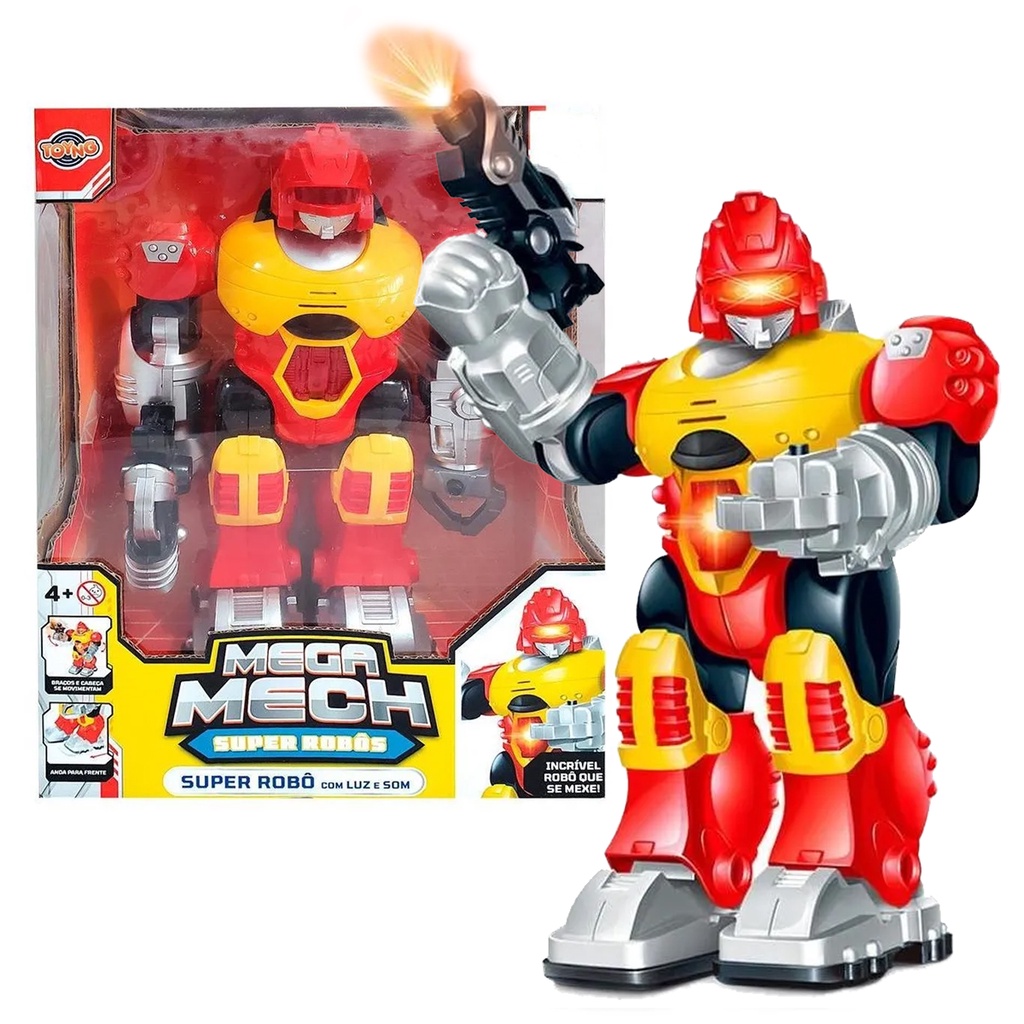Brinquedo Super Robô Mega Mech Vermelho Com Luz E Som - Toyng 42316 ...