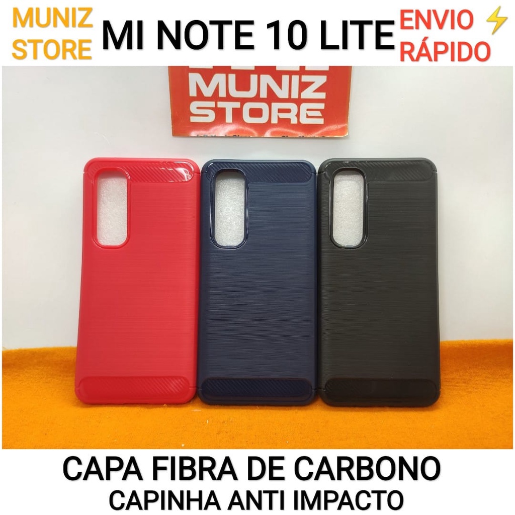 Capa Capinha Case Mi Note 10 Lite Xiaomi Anti Impacto Fibra de Carbono Maleável - Anti Shock ...