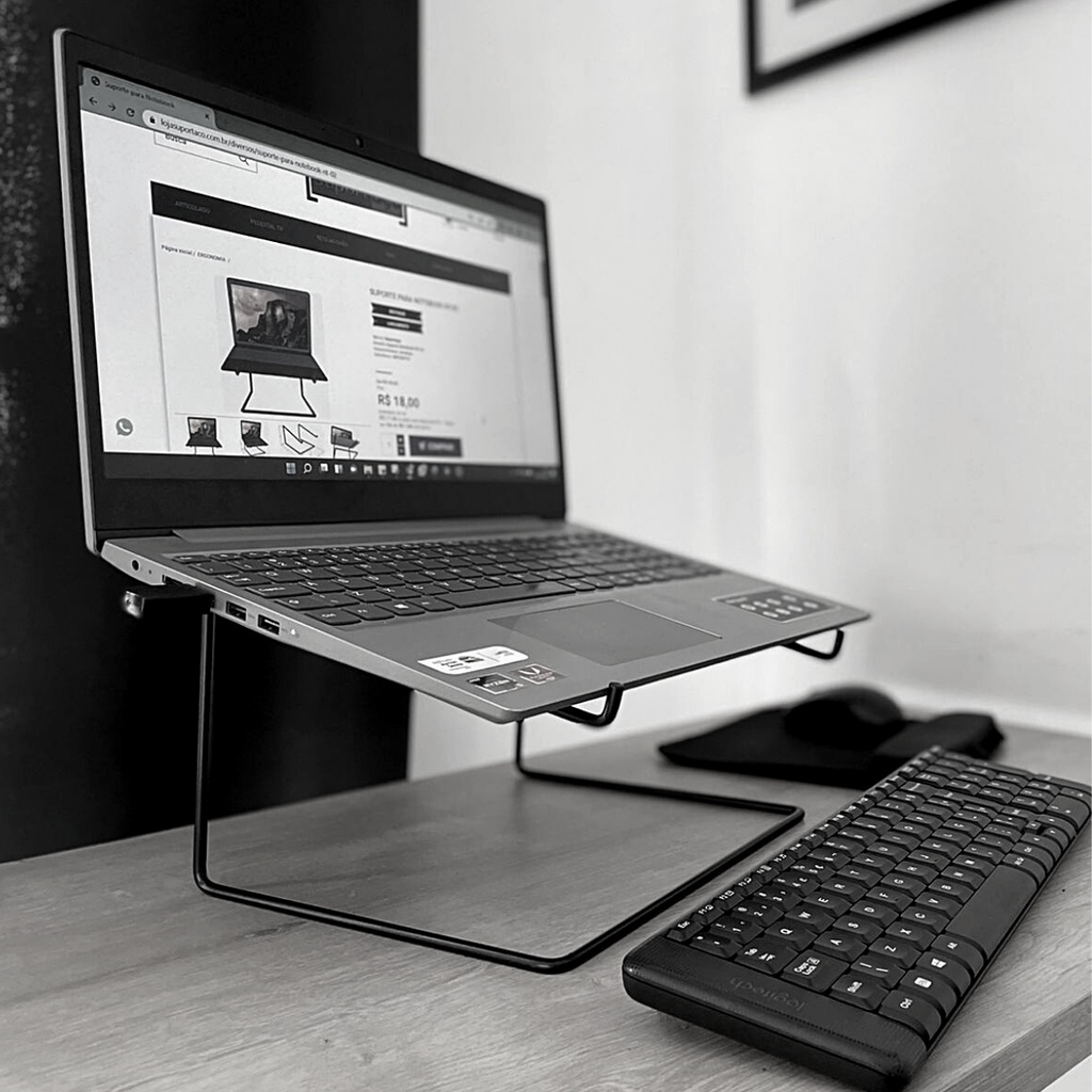 Suporte/apoio Para Notebook Nt-02 Ergonômico Fixo Preto Pratico ...