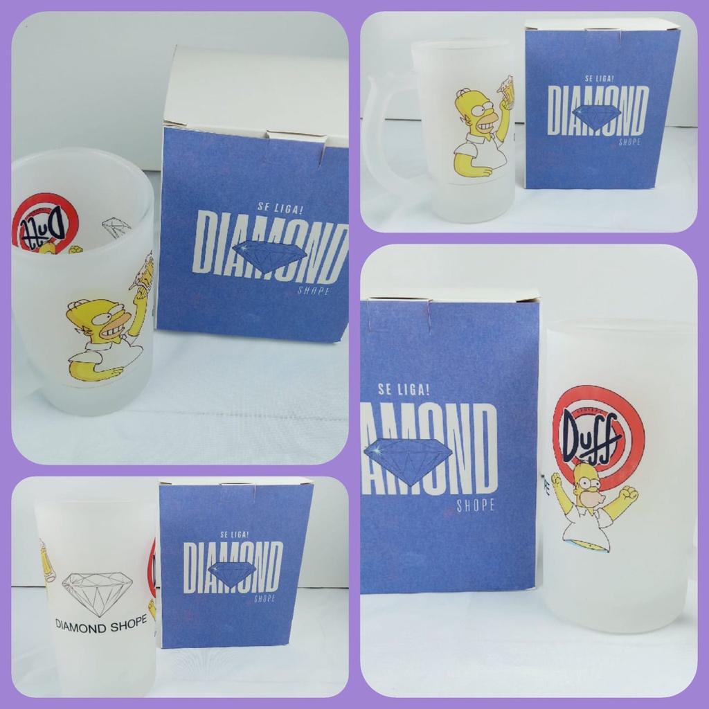 Caneca de Chopp Homer Simpson Vidro Jateado 475ml | Shopee Brasil
