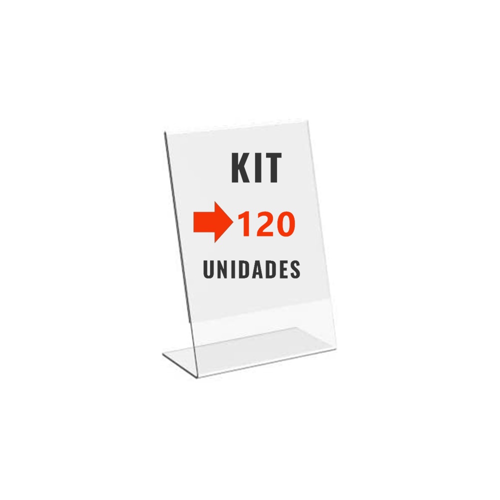 Kit com 120 Display Expositor Acrilico L Tamanho A6 10x15cm Vertical ...