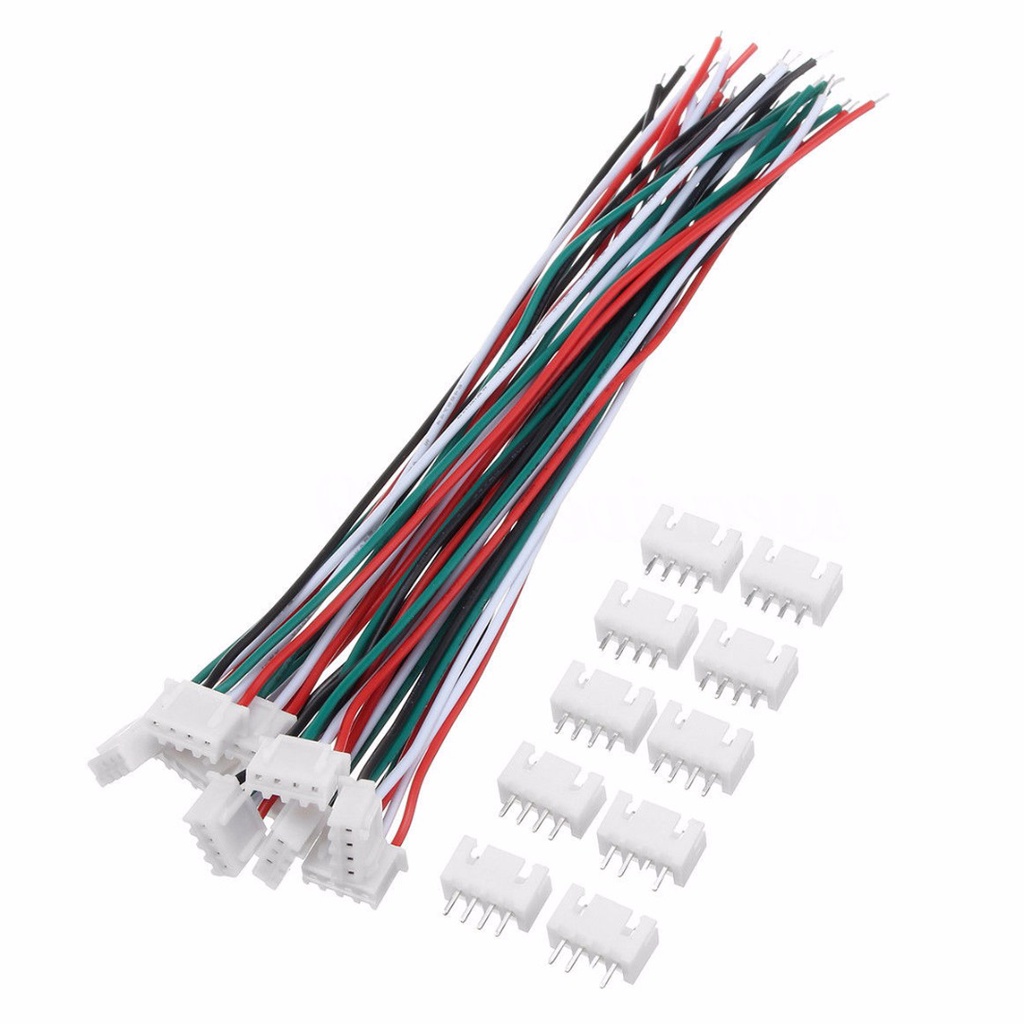 10 Conjuntos De Plugue Conector Mini Micro JST XH 2.54mm 24AWG De 4 Pinos Com Fios 150mm ...