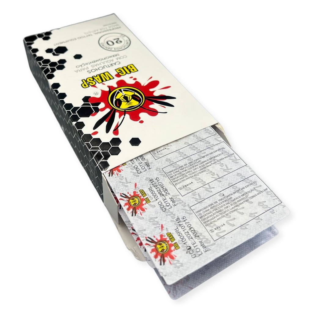 20un Cartucho de Tatuagem Big Wasp 5RL 7RL 9RL Traço ANVISA | Shopee Brasil