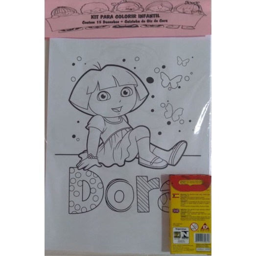 Kit Para Colorir Infantil Dora Aventuteira - 15 Desenhos + Caixinha de ...
