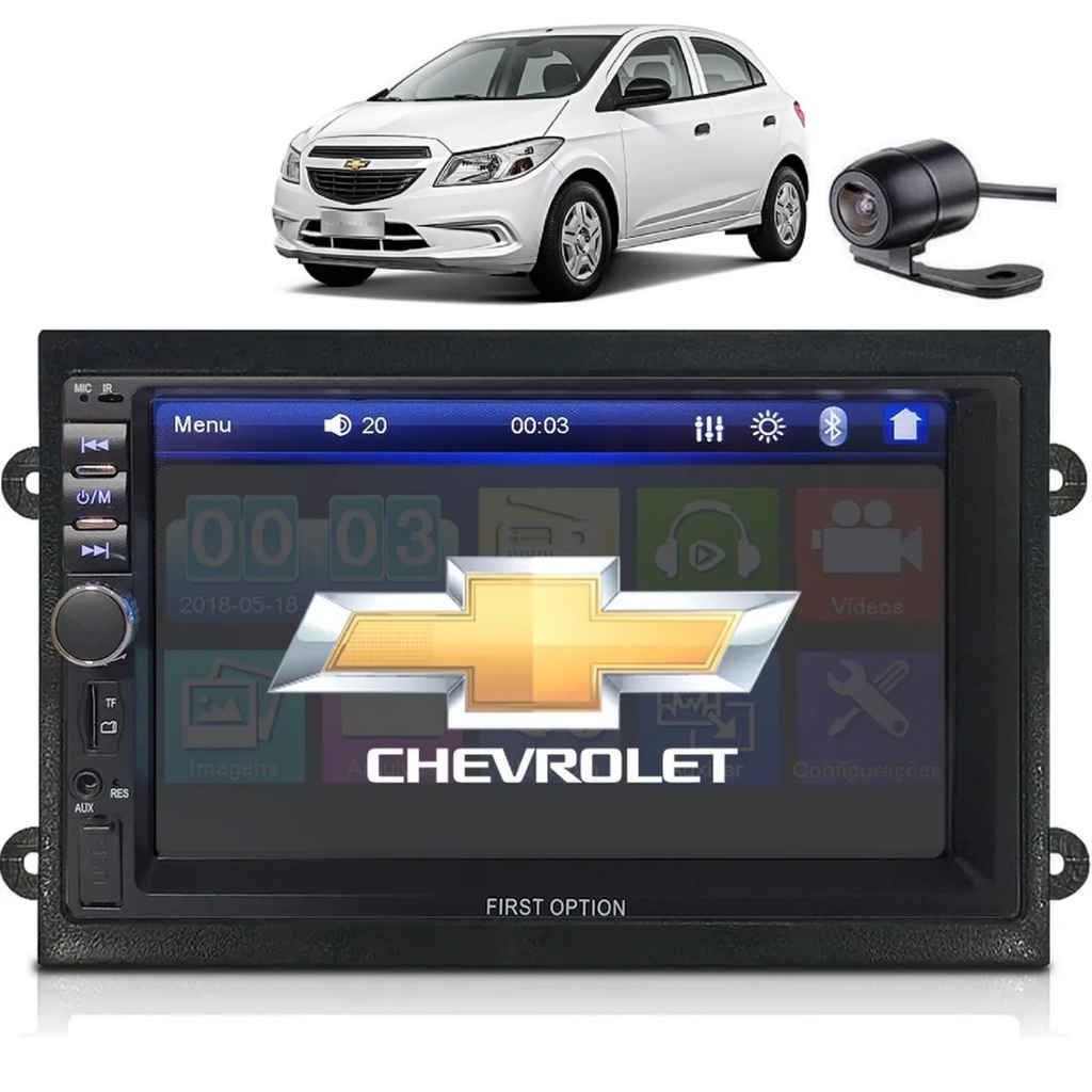 Central Multimidia Onix Joy 2017 a 2019 Mp5 Espelhamento Bluetooth Dvd 2 Din Câmera de Ré ...