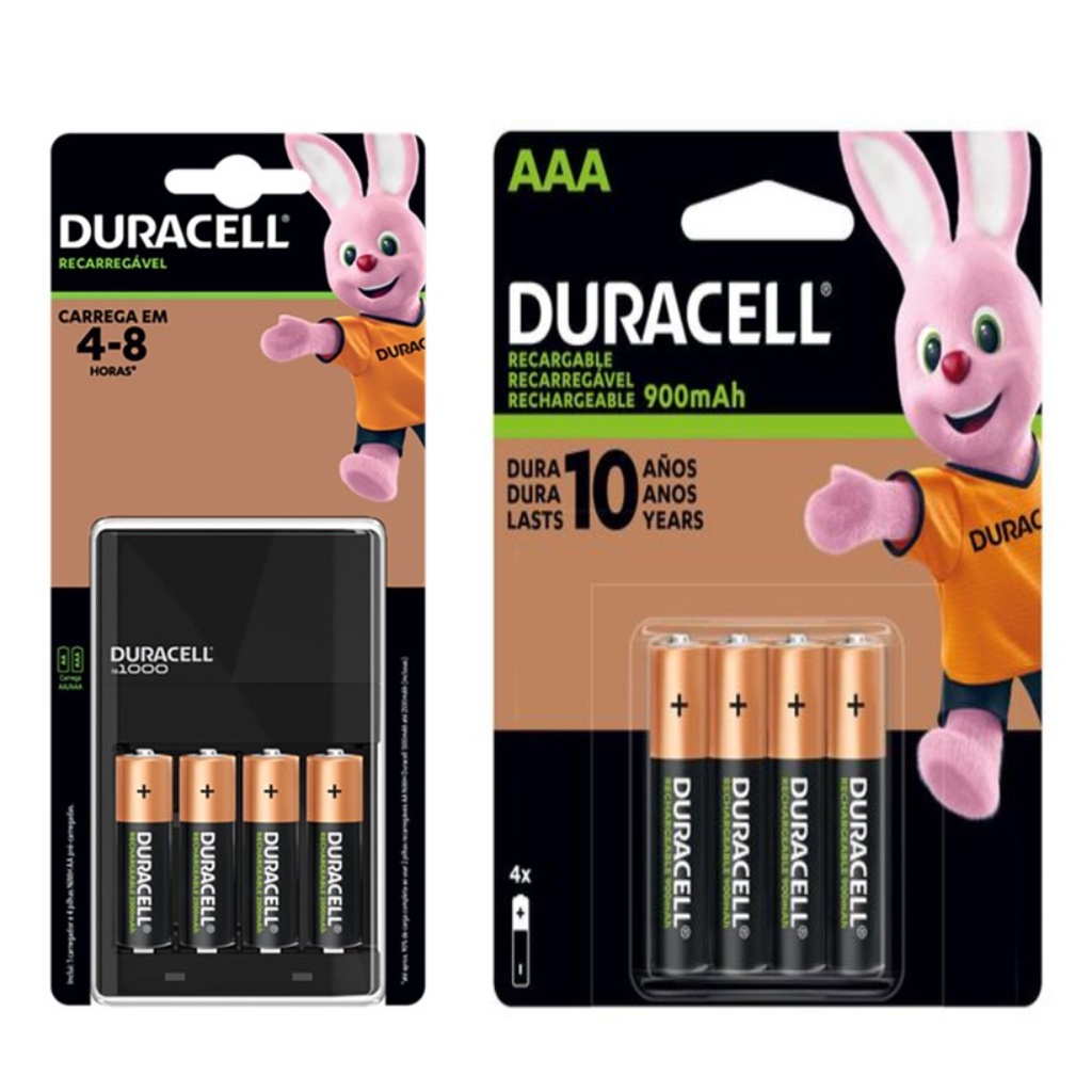 Carregador Duracell com 4 pilhas AA + 4 pilhas AAA 900 | Shopee Brasil