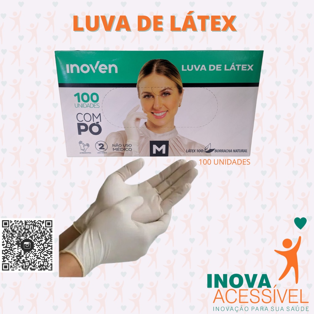 Luva Latex Procedimento C/ Po Inoven 100 unidades P - M - G | Shopee Brasil